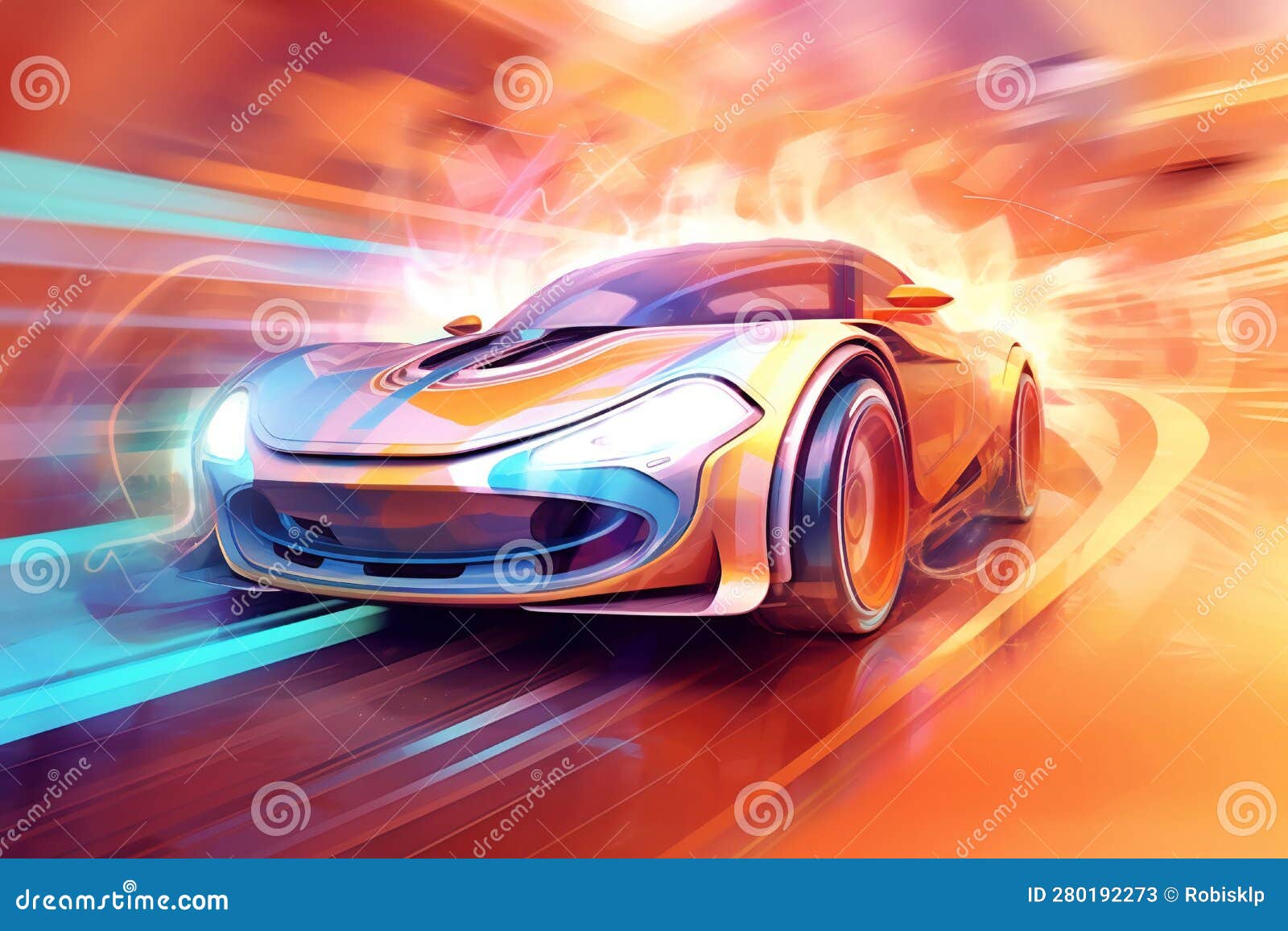 Futuristic Design of Electric Car Concept Stock Illustration ...