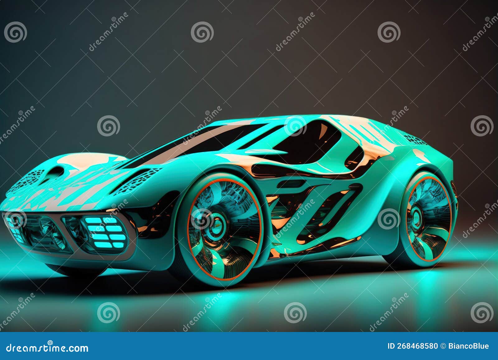 Futuristic Design of an Electric Car White and Blue Colors Stock ...