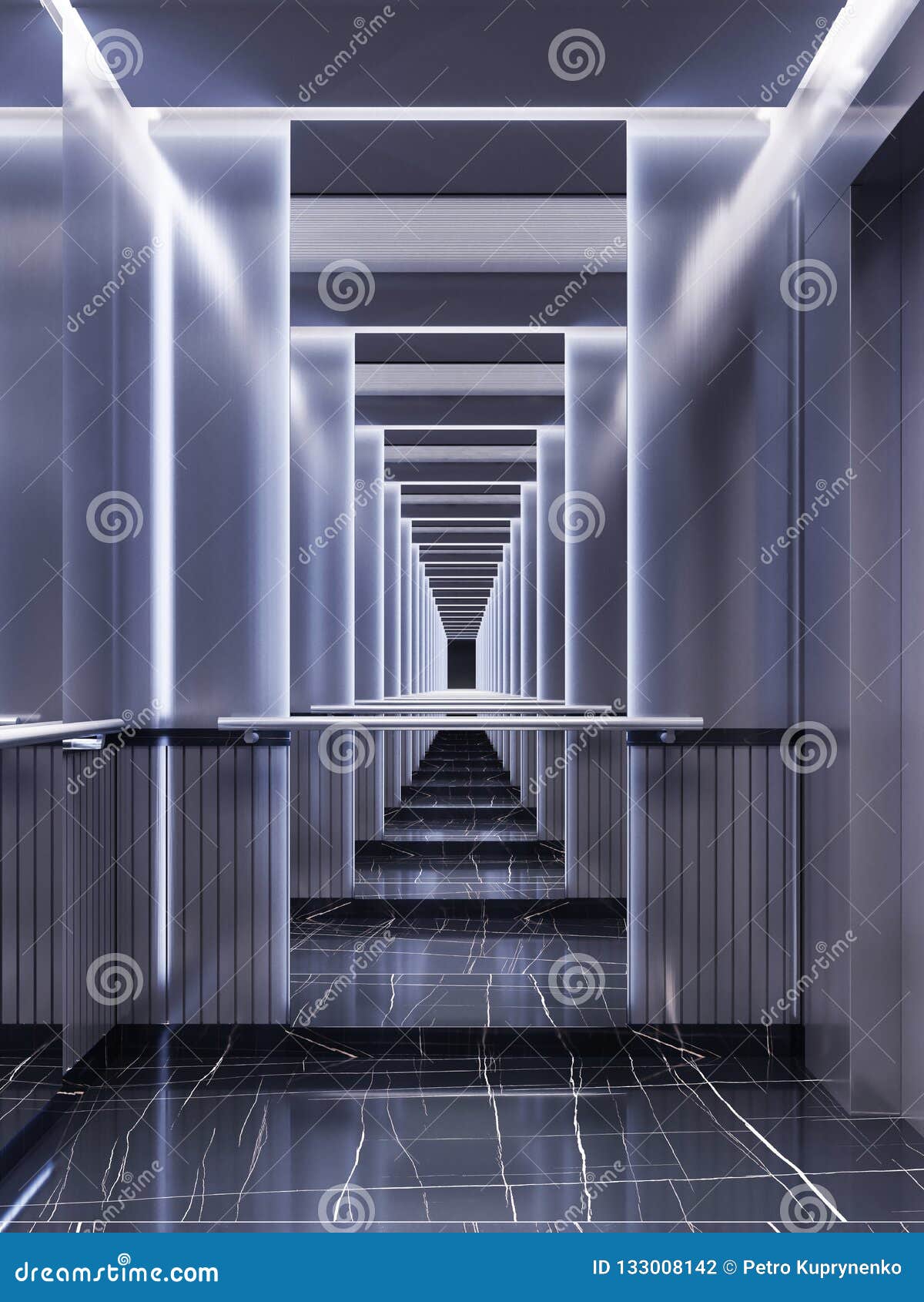 Futuristic Design of an Elevator Cabin with Mirrors with Neon ...