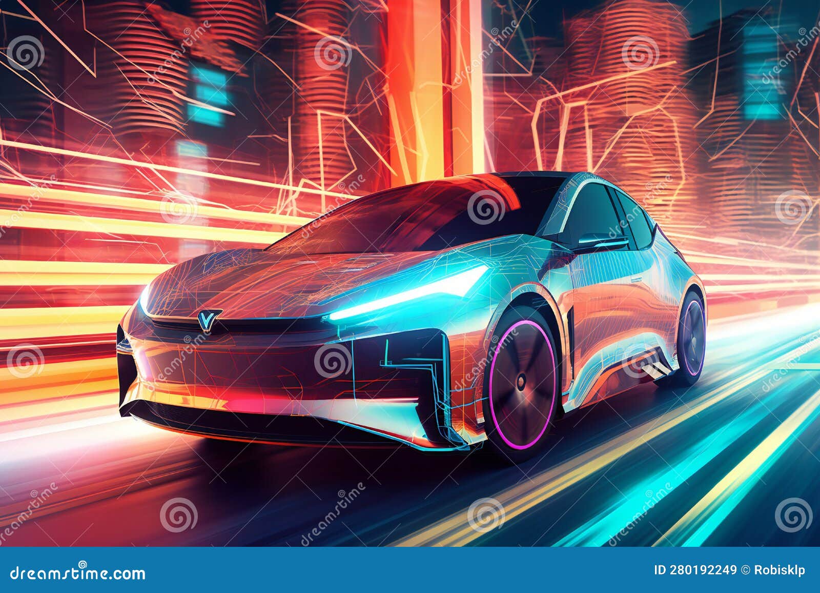 Futuristic Design of Fast Electric Car Concept Stock Illustration ...