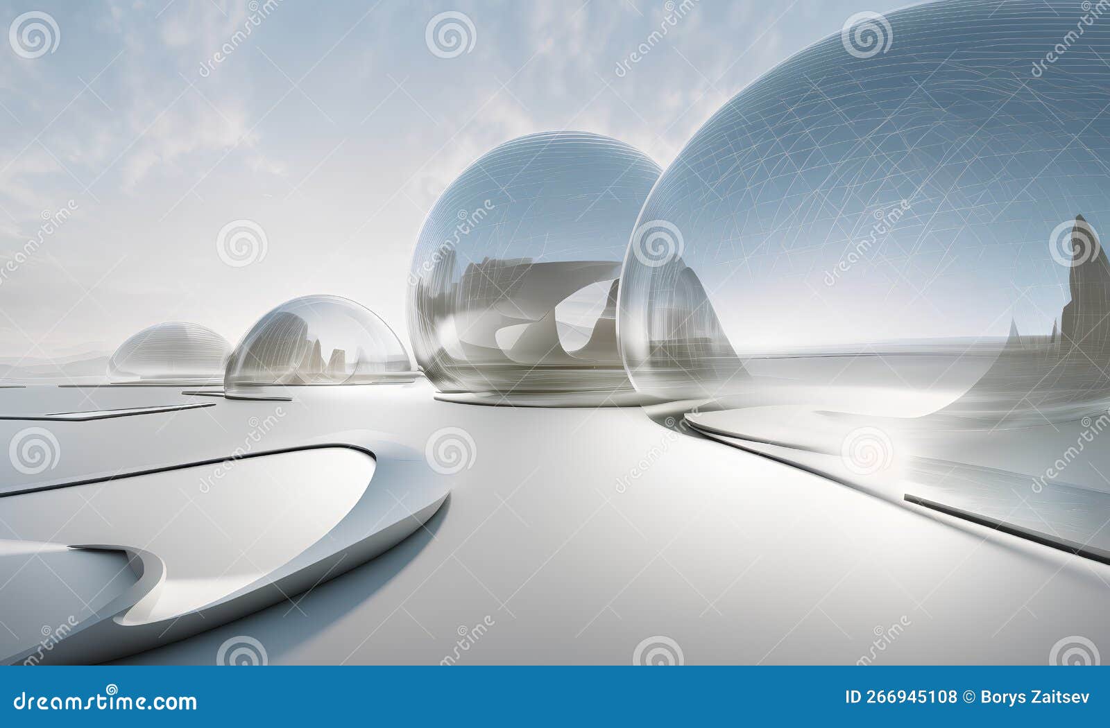 Futuristic Design Of Open Empty Space With Transparent Spheres ...