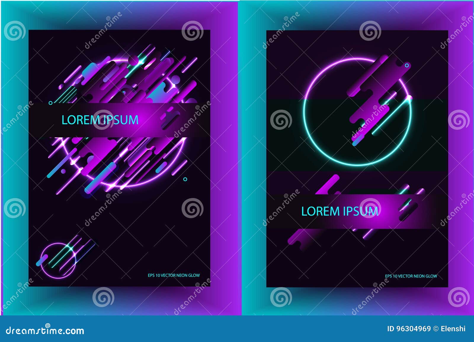 Futuristic Design Posters. Rounded Lines and Neon Gloss on a Dark ...
