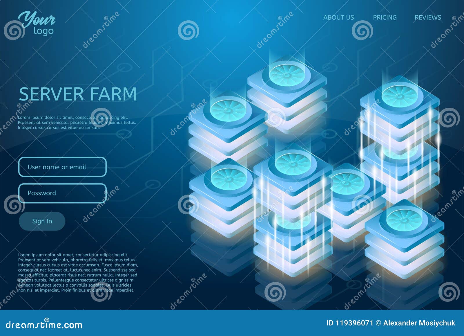 Futuristic Design of Web Hosting and Data Center Isometric Vector ...