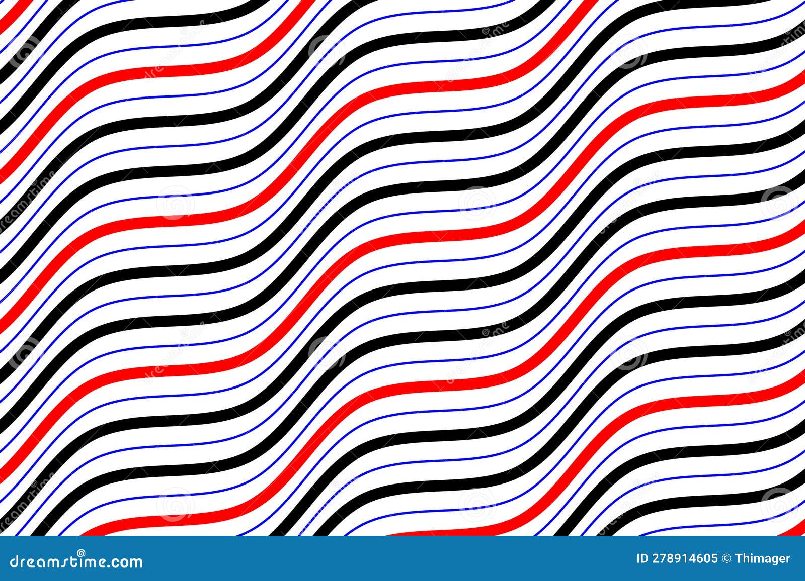 Red and Black Motion Water Wave Lines Art Fabric Pattern on White ...