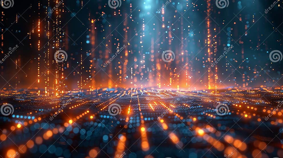 Futuristic Digital Background with Glowing Lights and Abstract Patterns ...