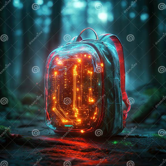 Futuristic Digital Backpack with Glitch Effects Stock Image - Image of ...