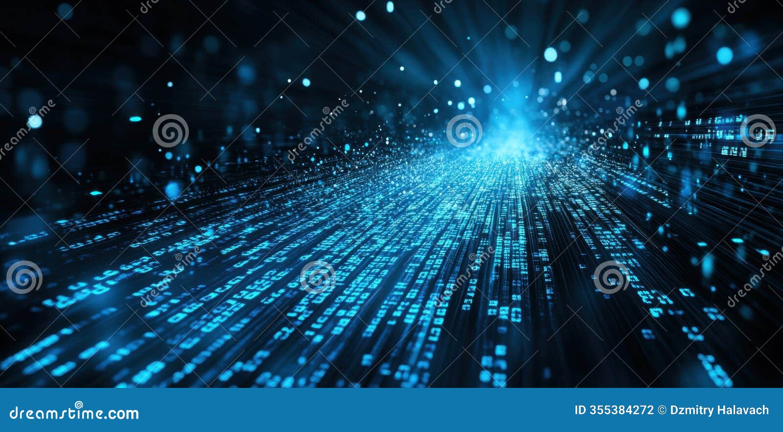 Futuristic Digital Binary Code Background in Blue and Orange Tones ...