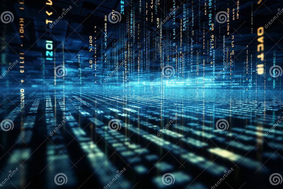Futuristic Digital Canvas Binary Code and AI Algorithms Intertwine Seamlessly Stock Illustration ...