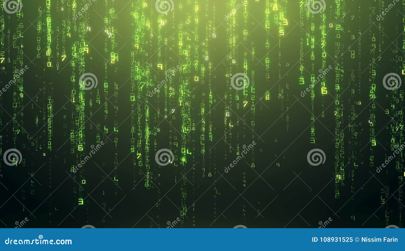 Futuristic Digital Green Numbers Falling Down Background Stock Video ...