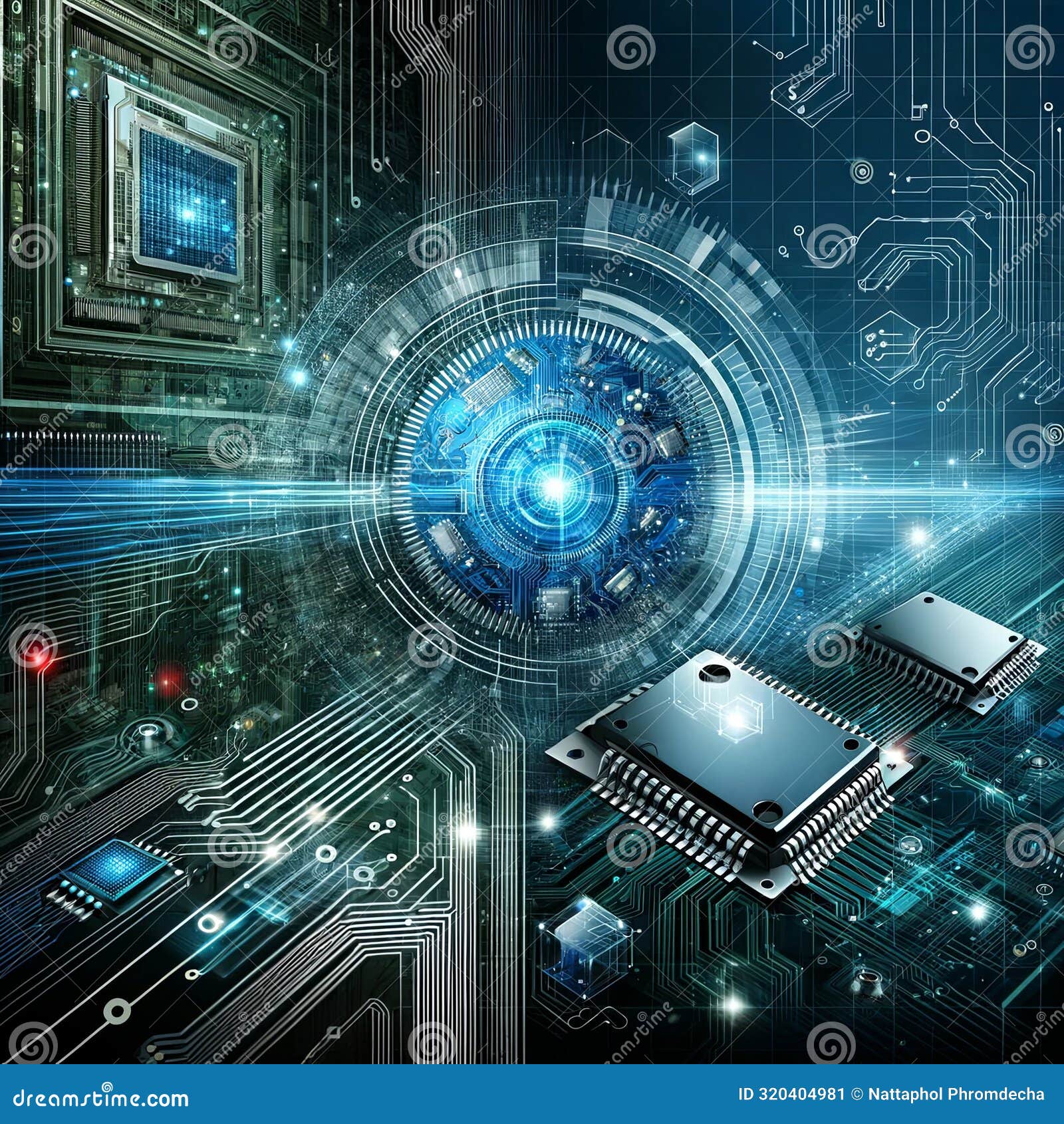 Futuristic Digital Circuit Technology Concept Background Stock ...