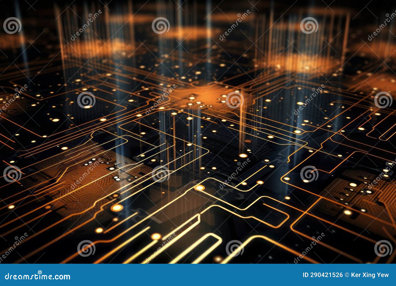 Futuristic Digital Circuitry Stock Illustration - Illustration of light ...