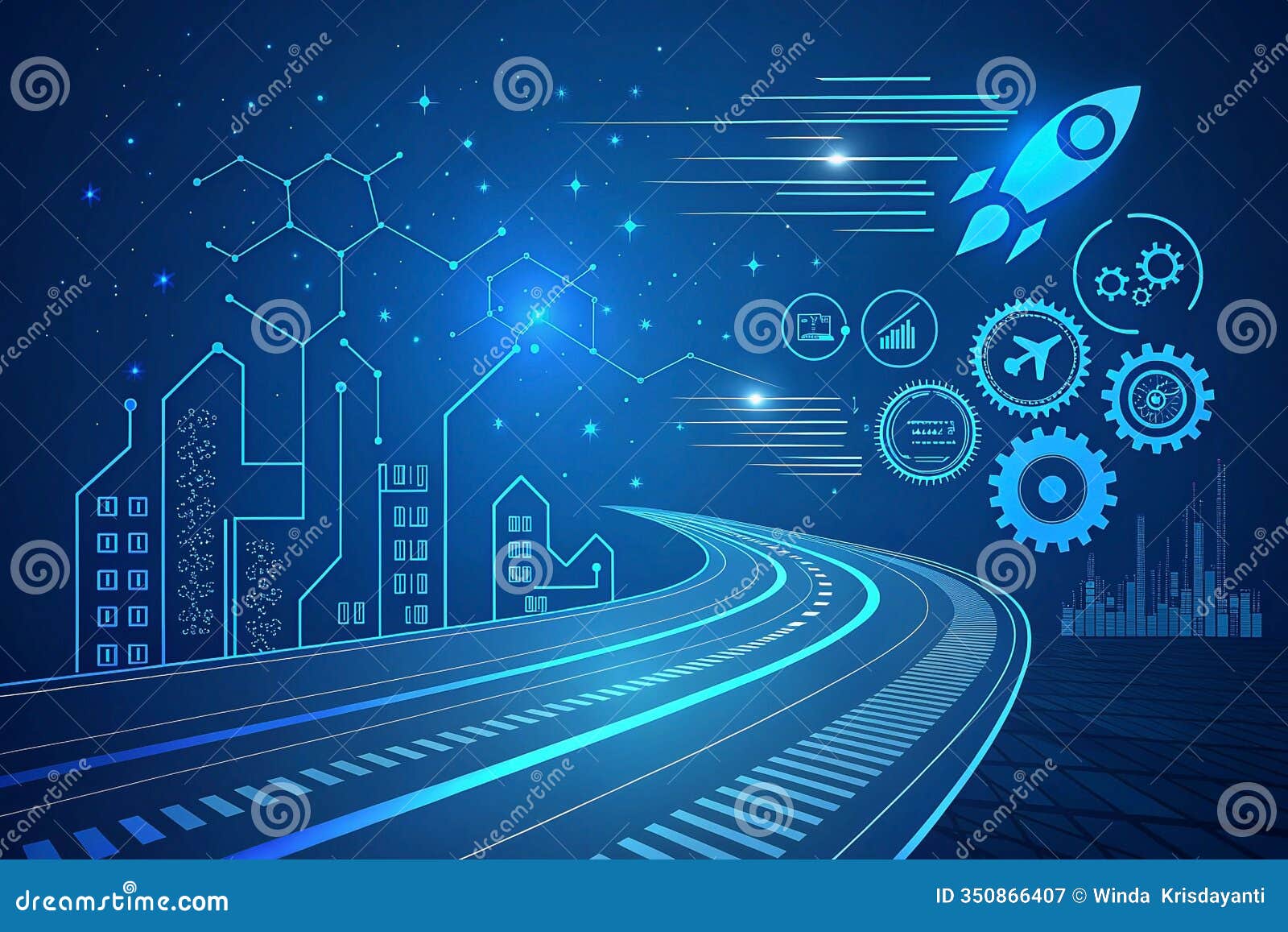 Futuristic Digital City Road To Innovation and Technology Stock ...