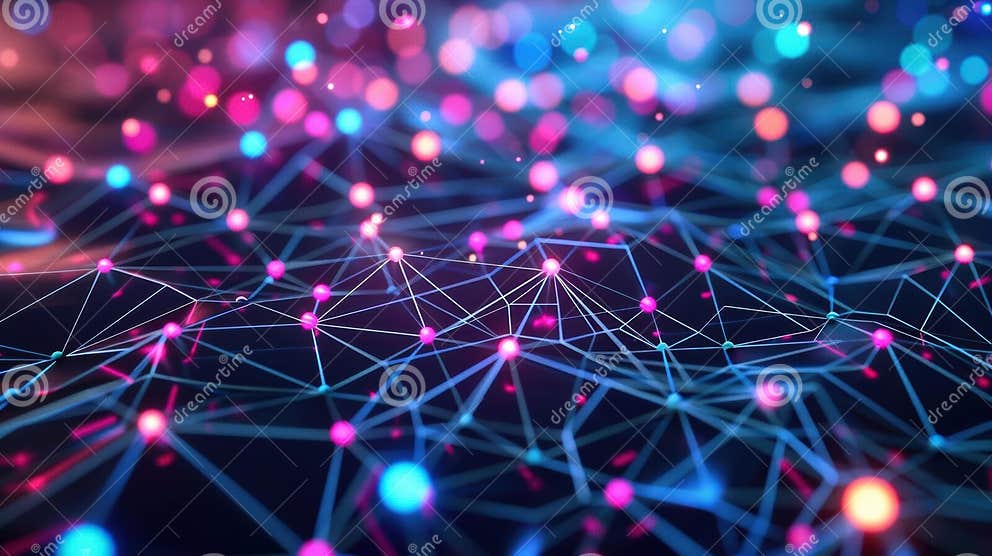 Futuristic Digital Cloud Network with Glowing Neon Nodes, Abstract High ...