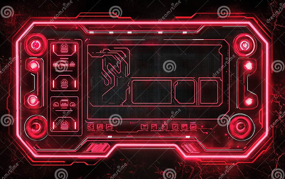 Futuristic Digital Control Panel Design with Vibrant Red Accents ...