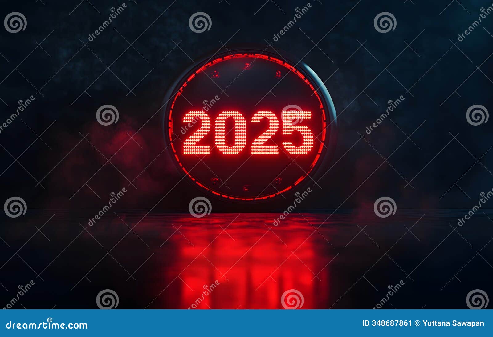A Futuristic Digital Countdown Clock Displaying the Year 2025 in Bold ...