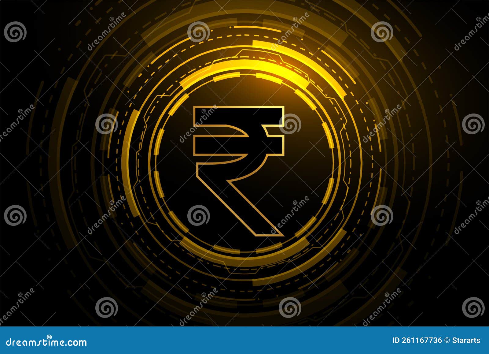 Futuristic Digital Currency Background Indian Rupee Symbol Stock Vector ...
