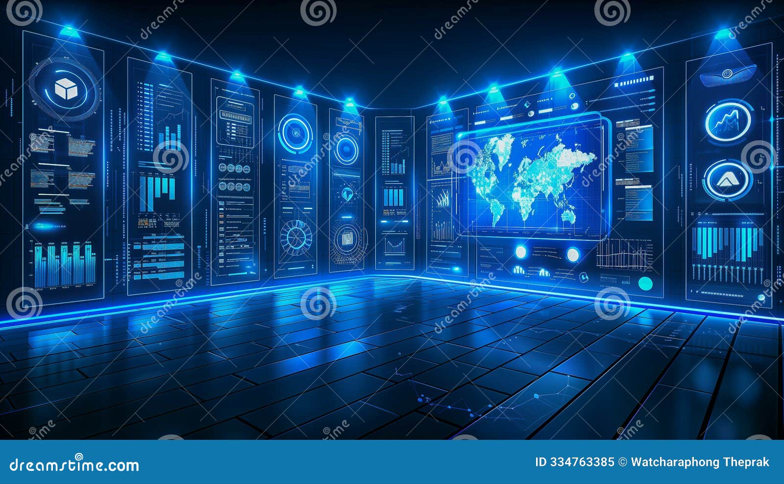 Futuristic Digital Data Center with Interactive Interfaces Stock ...
