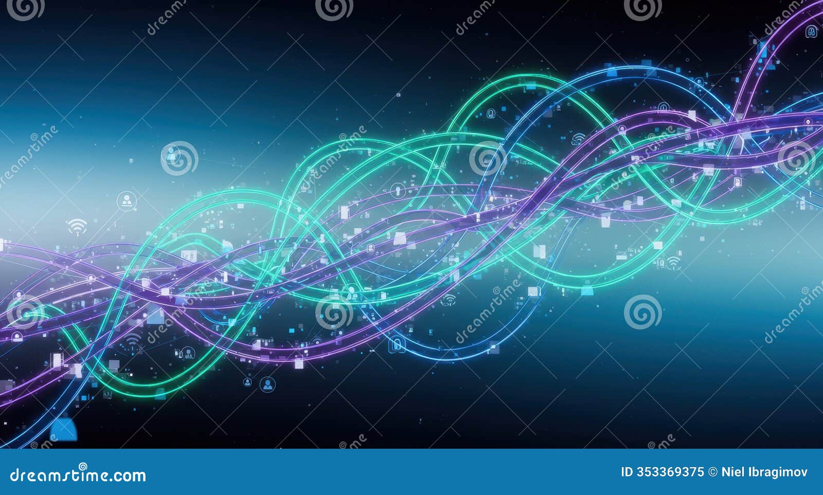 Futuristic Digital Data Network with Colorful Interconnected Waves and ...