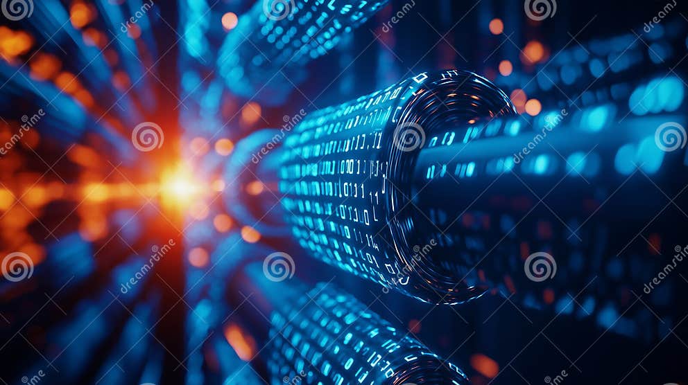 Futuristic Digital Data Streams with Glowing Binary Code and Vibrant Colors Create Mesmerizing ...