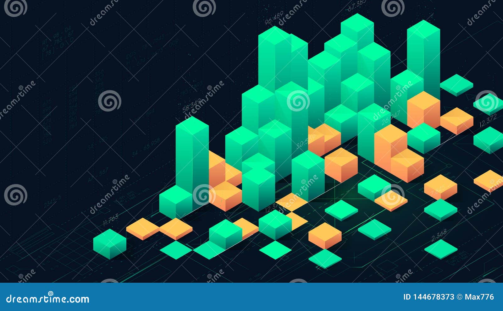 Infographic Columns Isometric Illustration. Diagrammatic Colored White ...