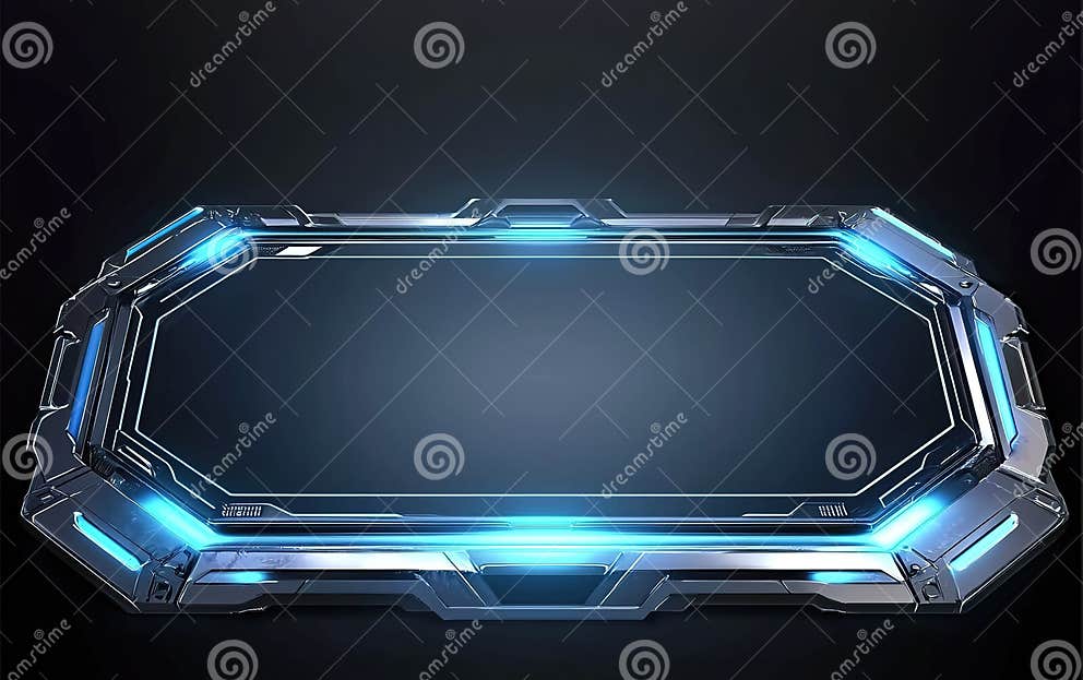 Futuristic Digital Display Frame with Glowing Blue Lights on a Dark ...