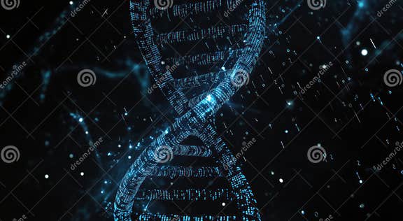Digital DNA Helix with Abstract Binary Code Background Stock Photo - Image of computing, code ...
