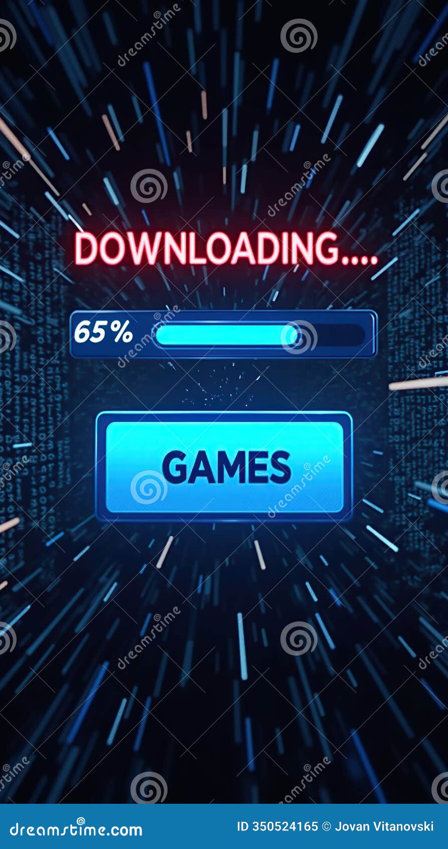 Futuristic Digital Download Screen with Bold Downloading Message Stock ...