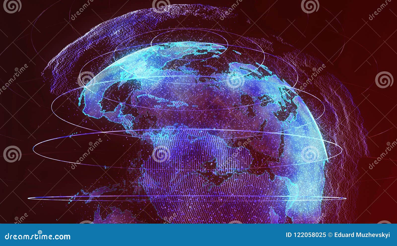 Futuristic Digital Earth with Network Nodes Connecting and Circling the ...
