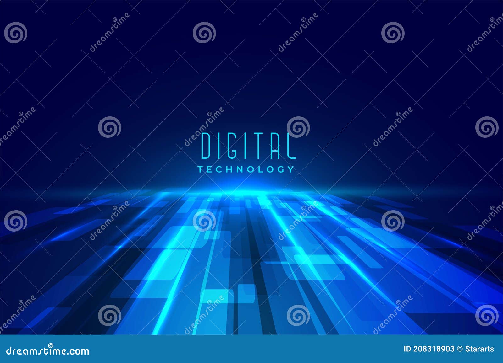 Futuristic Digital Floor Technology Perspective Background Stock Vector ...