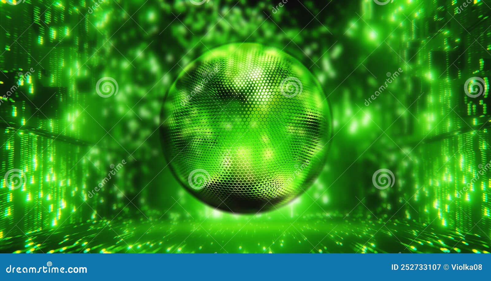 Futuristic Digital Globe Background Green Matrix Style. Binary Computer Code Stock Illustration ...