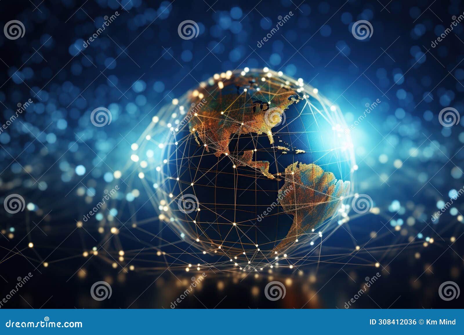 Digital Globe with Network Connections on Blue Background. Generative ...