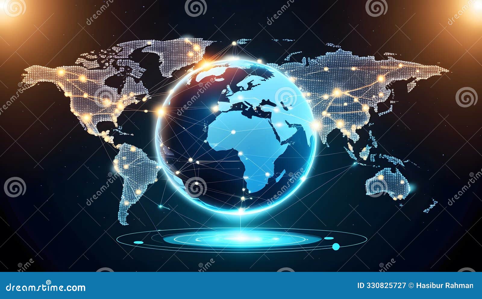 A Futuristic Digital Globe and World Map with Communications and ...