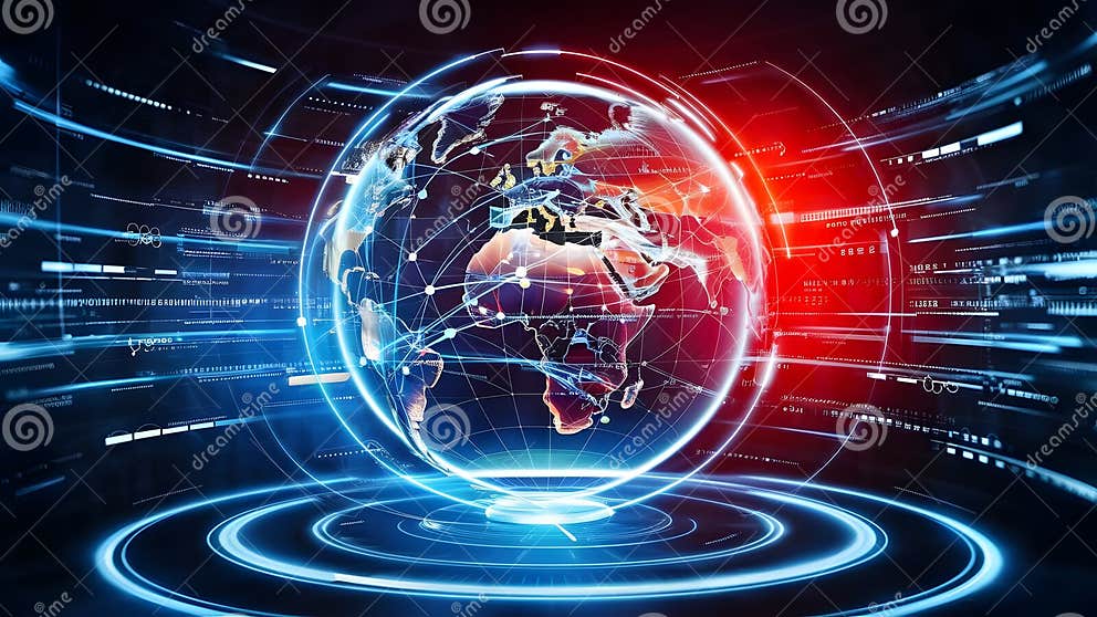 A Futuristic Digital Globe and World Map with Communications and ...