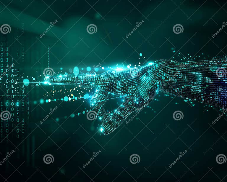 Futuristic Digital Hand Interface With Binary Code And Data Streams 7164