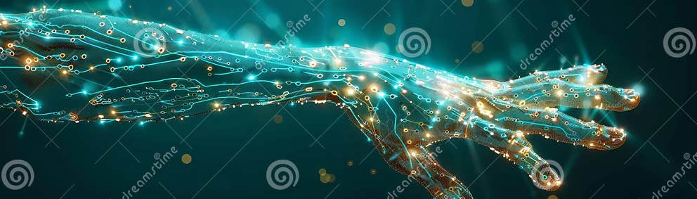 Futuristic Digital Hand a Vision of AI Integration, Network Connections ...