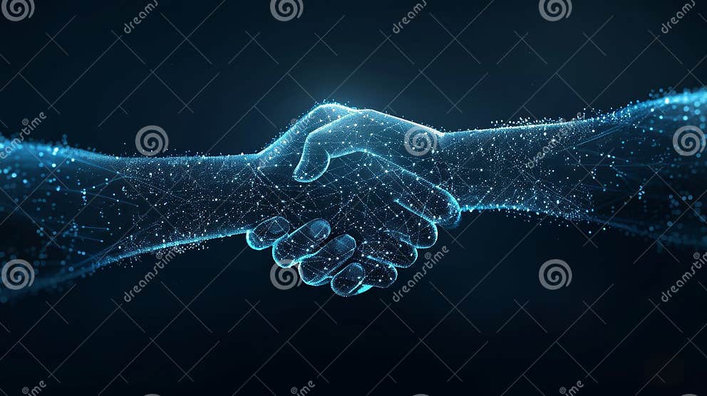Futuristic Digital Handshake Symbolizing Innovation, Technology, and ...