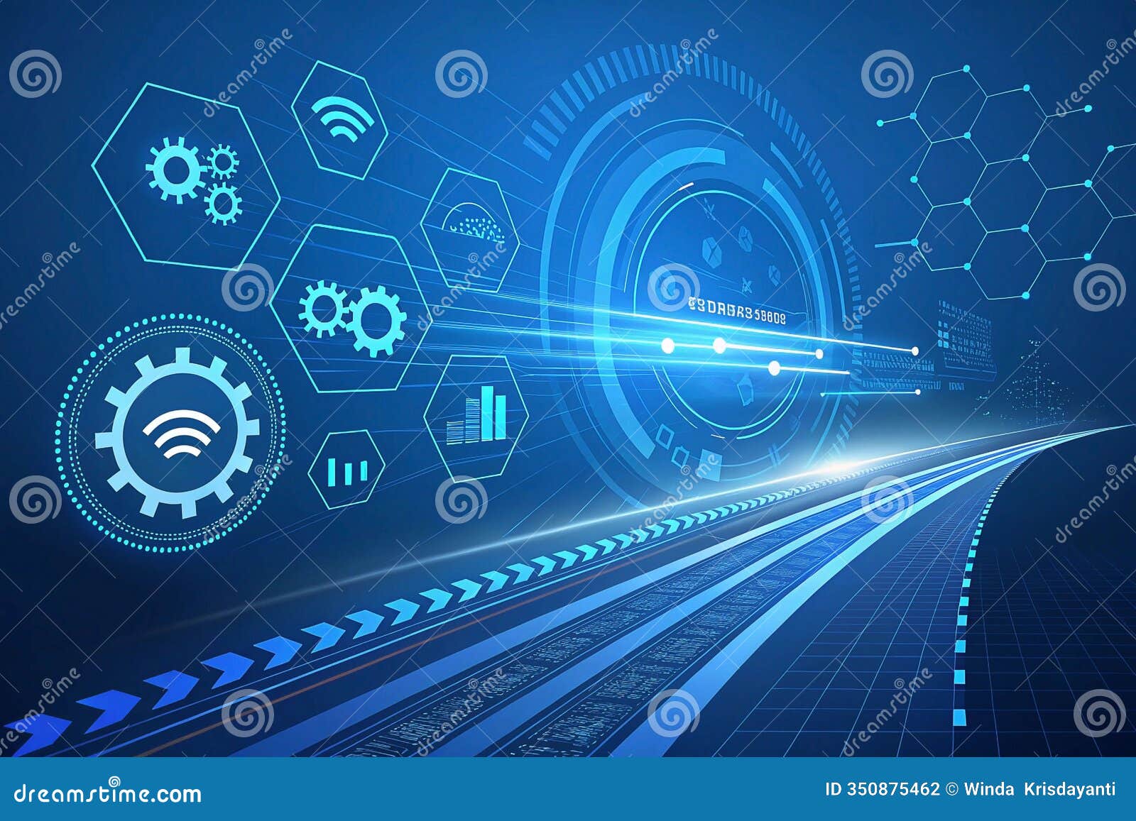 Futuristic Digital Highway with Glowing Icons Representing ...