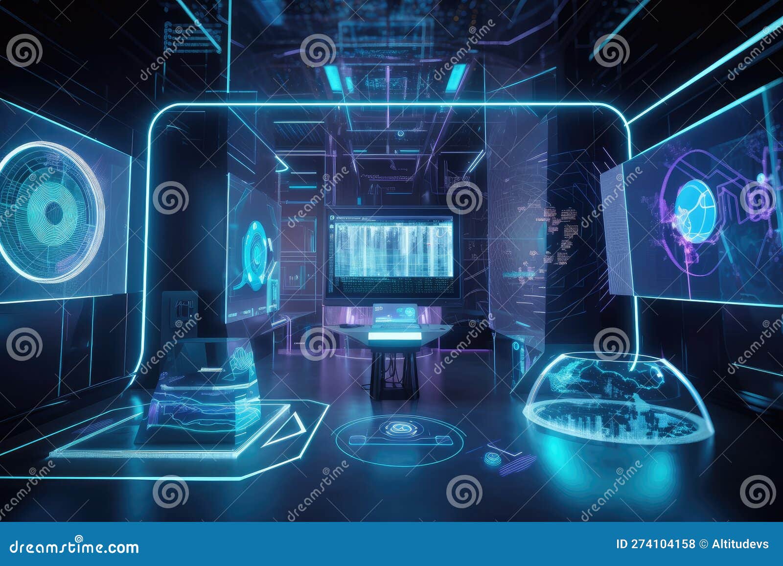 Futuristic Digital Holographic Environment, with Virtual Reality and ...