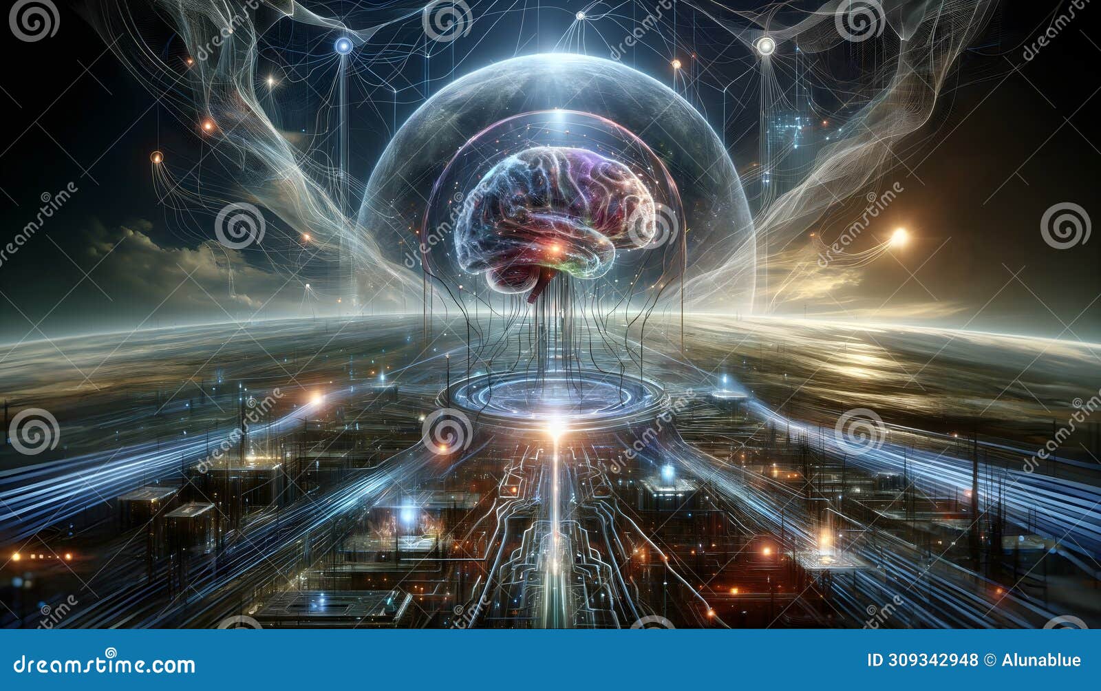 A Futuristic Digital Illustration Combining Advanced Technology and ...