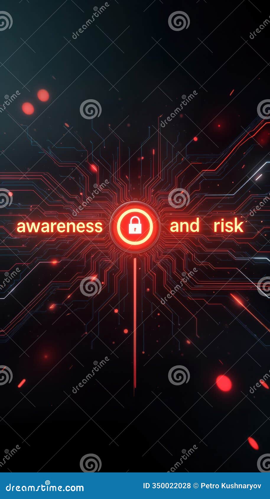 Futuristic Digital Illustration Shows Glowing Text Awareness, Risk On ...