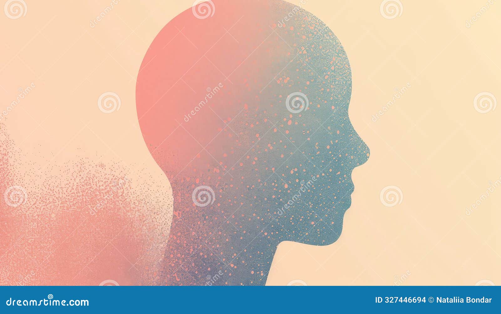 Futuristic Digital Illustration of Textured Human Head in Profile View ...