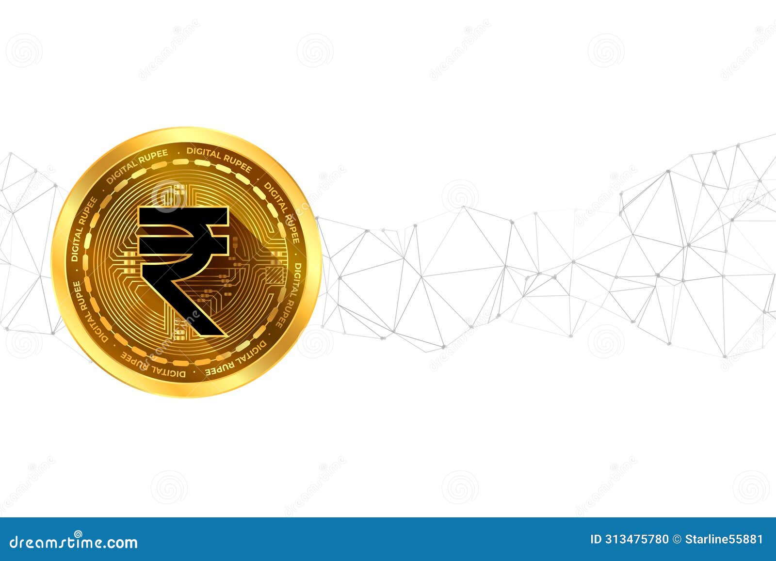 Futuristic Digital Indian Currency Sign on Golden Token Background ...