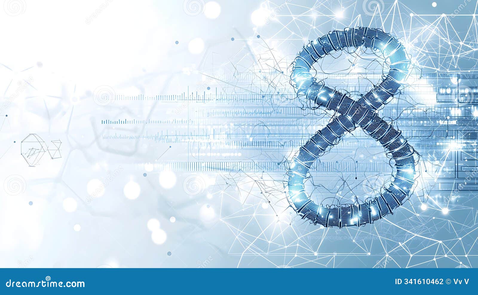 Futuristic Digital Infinity Symbol in Blue Tones Stock Photo - Image of ...