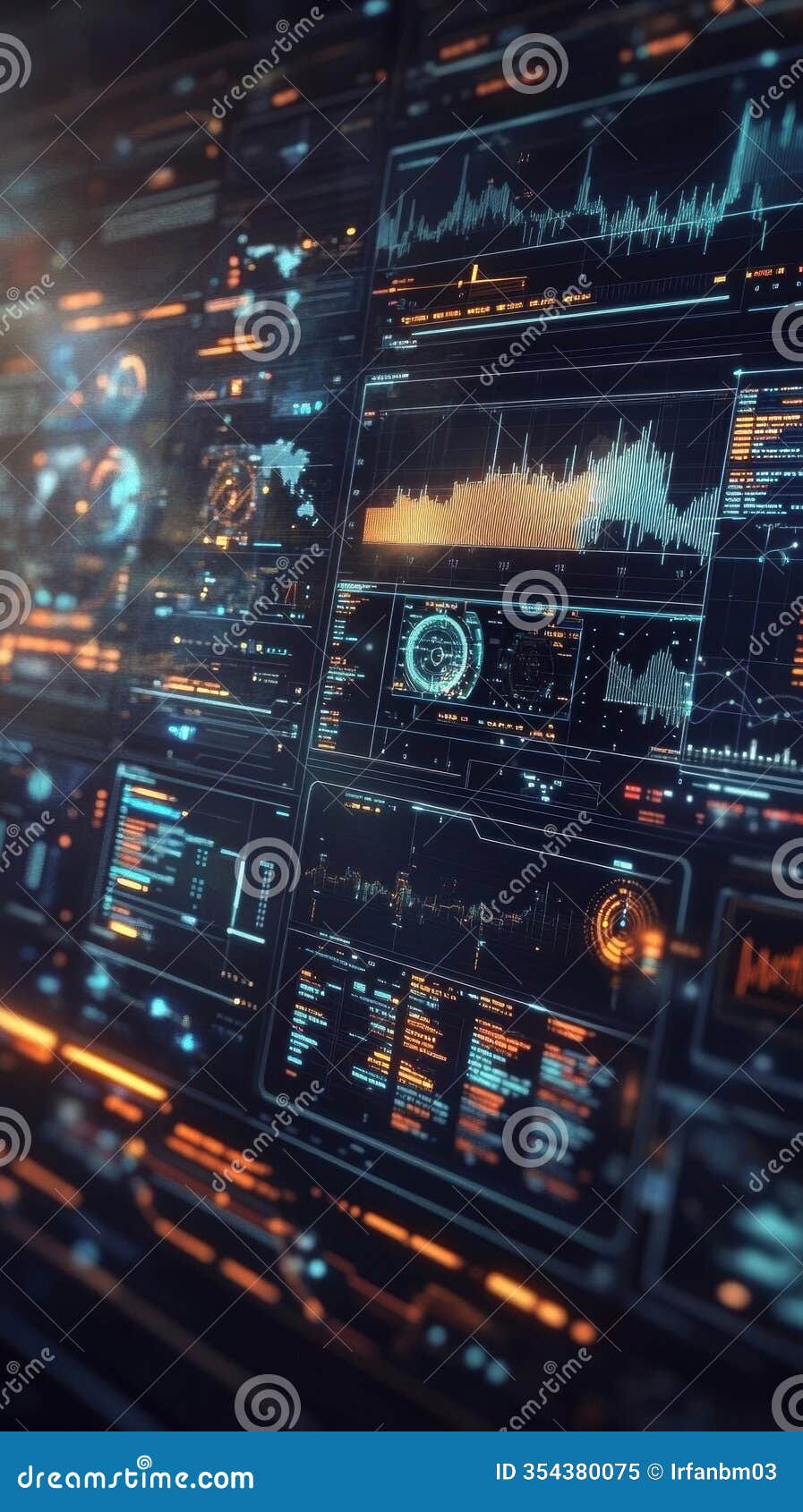 Futuristic Digital Interface with Data Visualization Stock Image ...