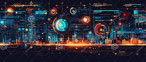 Futuristic Digital Interface with Data Visualization, High-tech ...