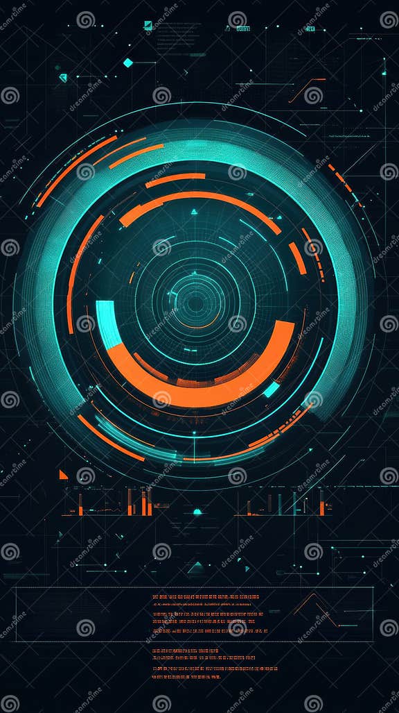 Futuristic Digital Interface with Glowing Circular Patterns and Data Visualizations, AI Stock ...