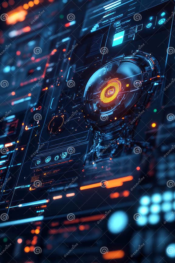 Futuristic Digital Interface with Glowing Elements and AI Concept in a ...