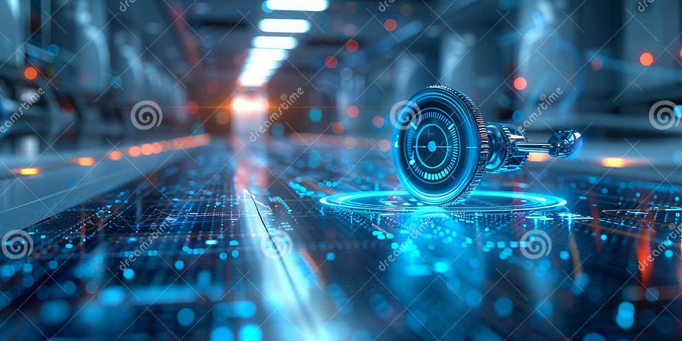 Futuristic Digital Interface with a Glowing Mechanism on a High-tech ...