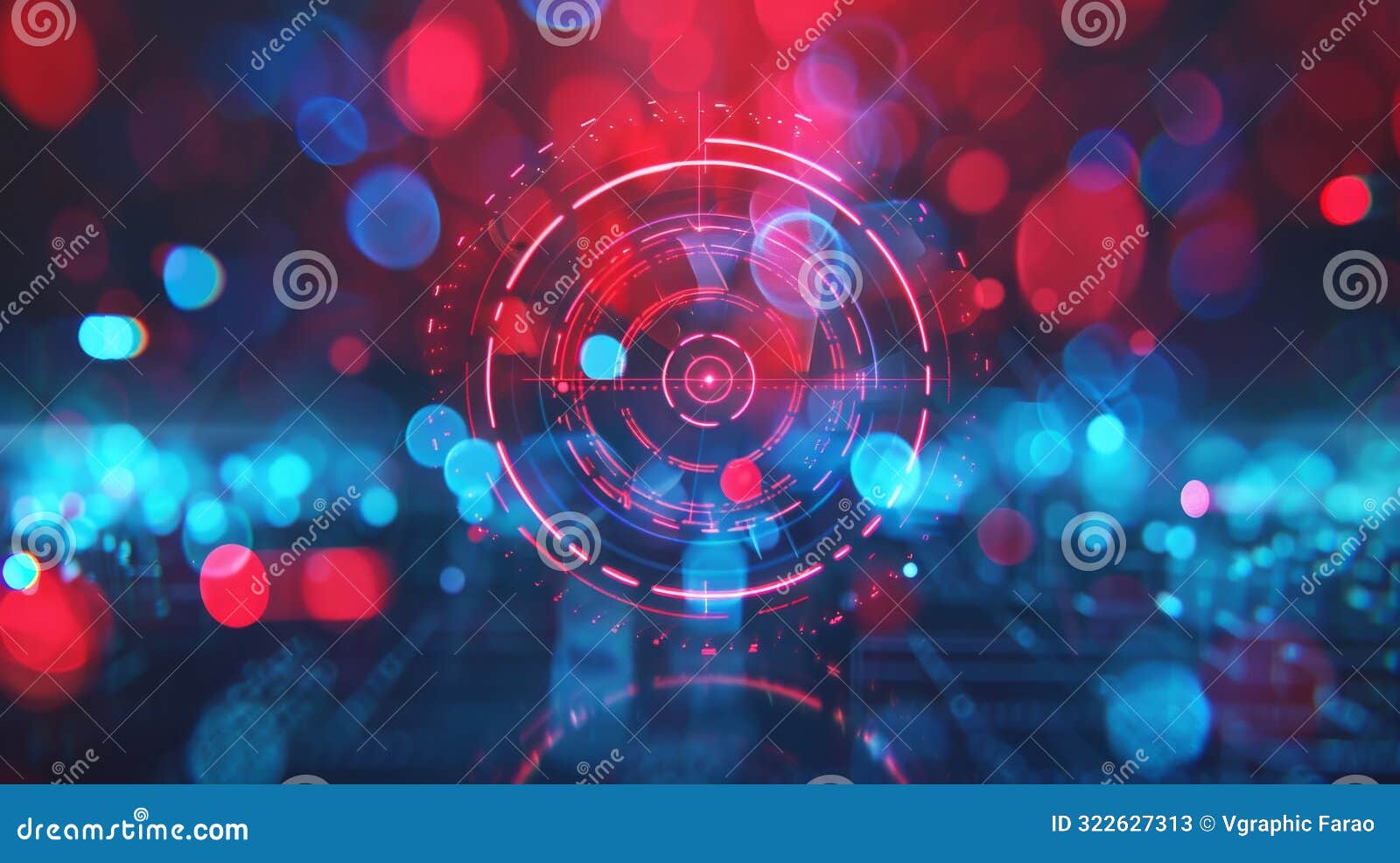 Futuristic Digital Interface with Glowing Red and Blue Neon Lights ...