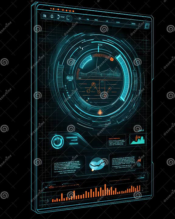 Futuristic Digital Interface with Graphs and Data Visualization Stock ...